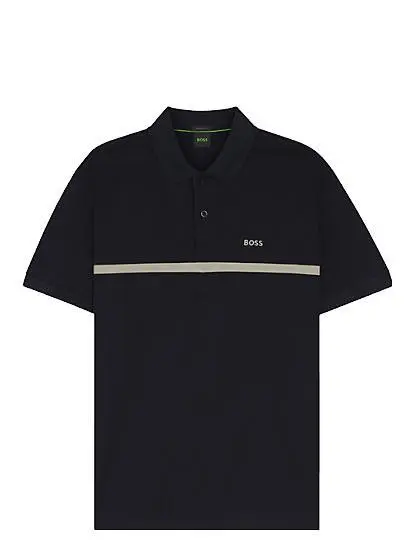 BOSS Paddy Horizontal-stripe Cotton Polo Shirt - Dark Blue