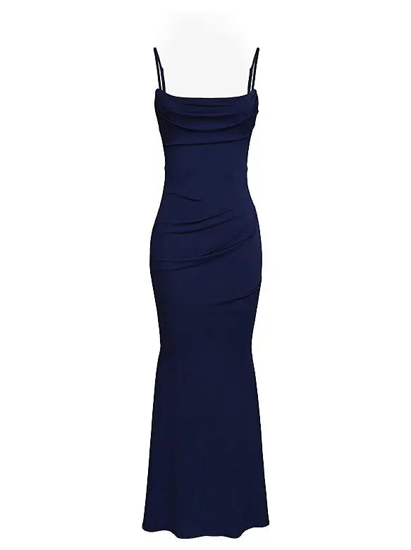 House Of Cb Woven Corset Maxi Dress - Navy