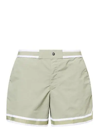 CHE Striped-trims Swim Shorts - Sage
