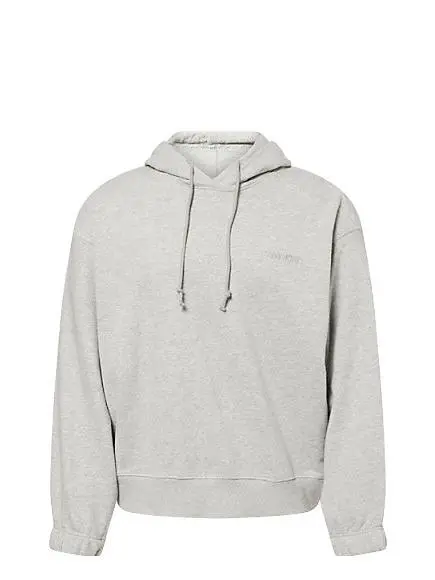 Calvin Klein Logo-embroidered Stretch-cotton Hoody - Grey Heather