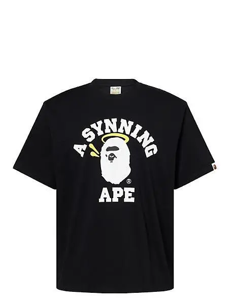 A BATHING APE X Spotify X Syna College Relaxed-fit Cotton-jersey T-shirt - Black