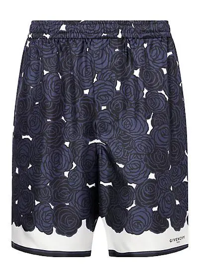 Givenchy Roses Print Silk Shorts - Dark Navy