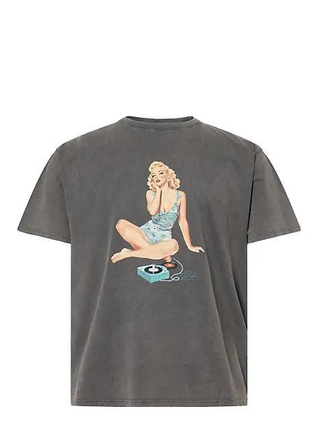 DUKE + DEXTER Pin Up Washed Cotton-jersey T-shirt - Grey