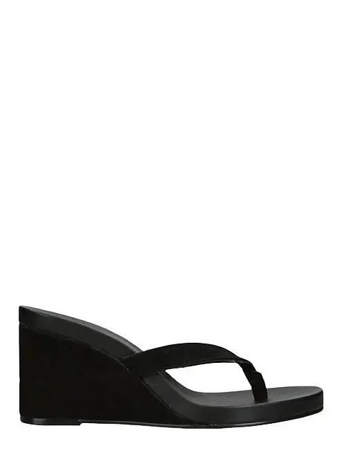 Steve Madden Suede Wedge Sandals - Black