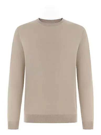 Boggi Milano Merino Wool Crew Neck Jumper - Sand
