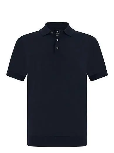 Boggi Milano Superfine Wool Knitted Polo Shirt - Navy Blue