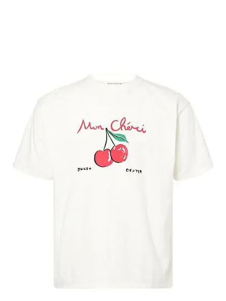 DUKE + DEXTER Mon Chéri Graphic-print Cotton-jersey T-shirt - White