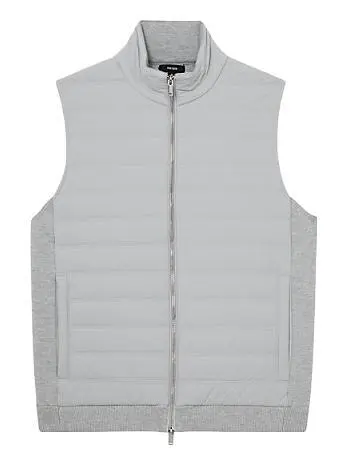 REISS Zip-through Stretch-woven Gilet - Soft Grey
