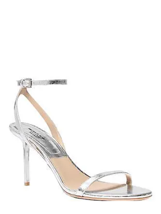 Michael Kors Gwyneth Metallic Snake Embossed Leather Sandal - Silver