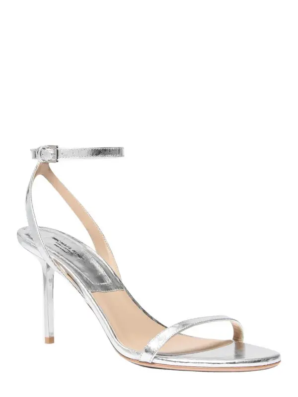 Michael Kors Gwyneth Metallic Embossed Leather Stiletto Sandals - Silver