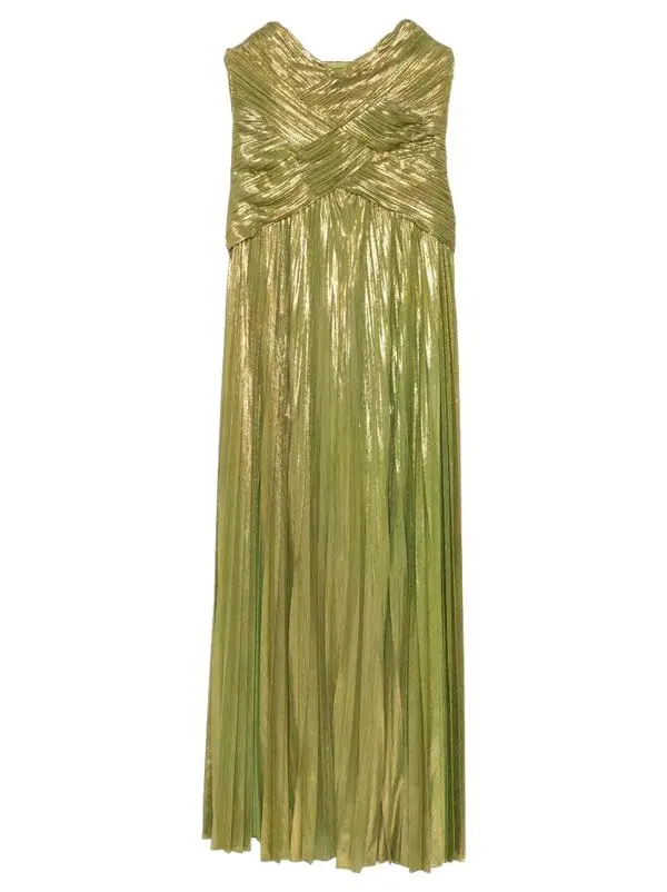 Retrofete Strapless Pleated Maxi Dress - Gold
