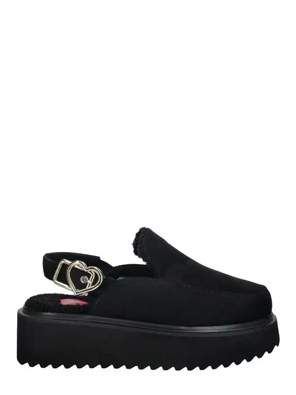 Moschino Heart-buckle Platform Mules - Black