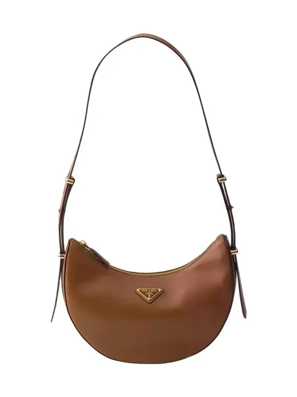 Prada Small Arqué Leather Shoulder Bag - Brown