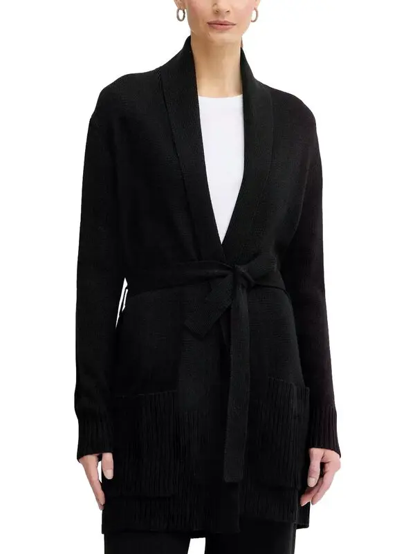 Armani Exchange Tie-belt Cardigan Coat - Black
