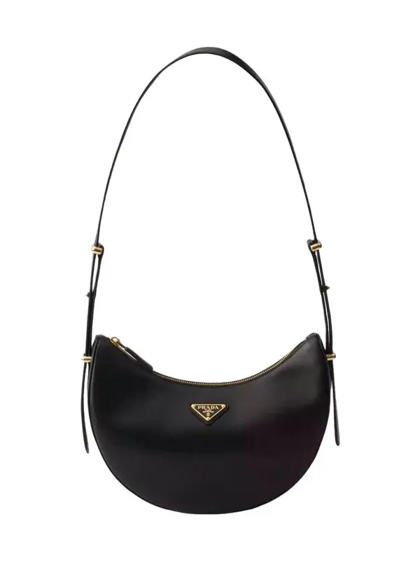 Prada Small Arqué Leather Shoulder Bag - Black