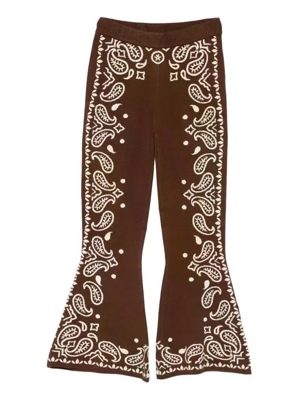 Farm Rio Bohemian Paisley Knitted Flared Trousers - Brown