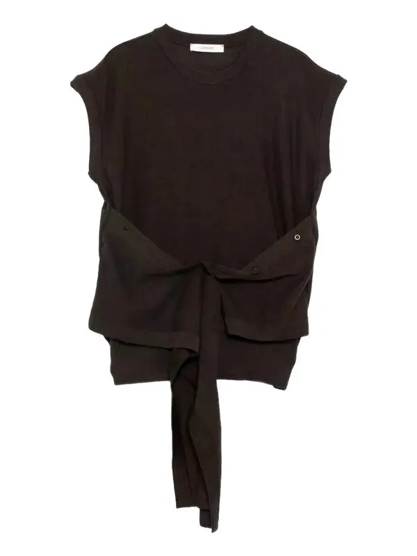 LEMAIRE Tie-detail Merino Wool Blend Vest - Brown