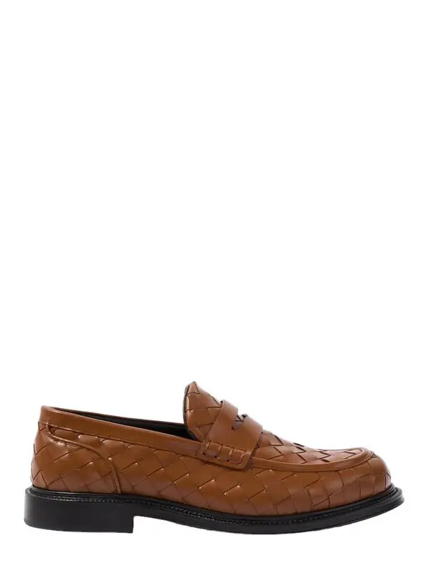 Bottega Veneta James Intrecciato Leather Penny Loafers - Brown