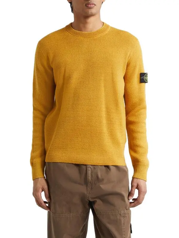 Stone Island Compass Logo Wool-blend Sweater - Mustard