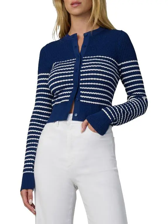 Joe's Jeans The Dani Stripe Pointelle Cardigan - Royal Blue/milk Stripe
