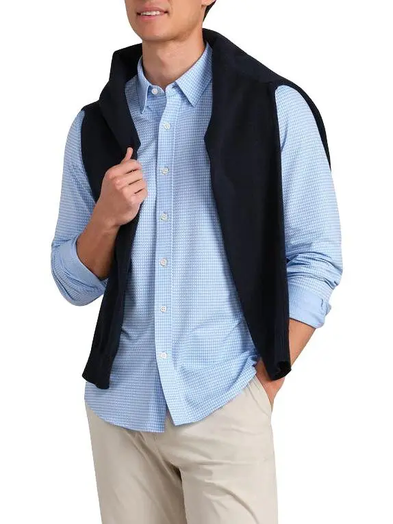RHONE Commuter Slim Fit Gingham Check Performance Button-up Shirt - Light Blue Gingham