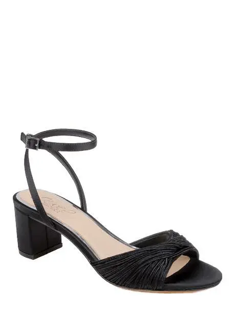 Badgley Mischka Ankle Strap Sandal - Black Satin