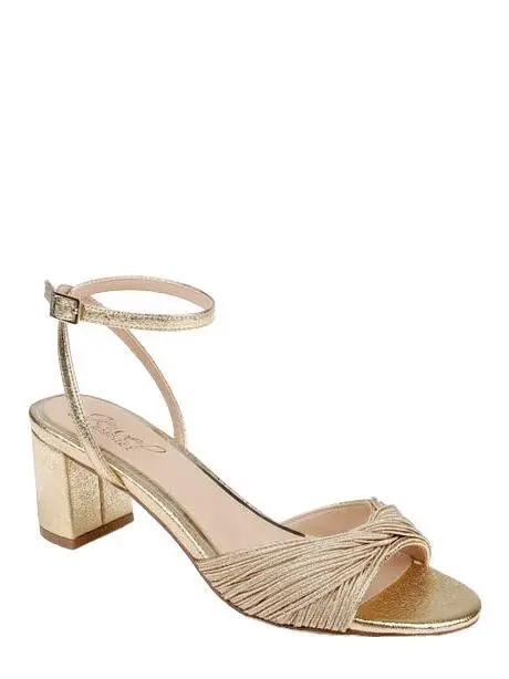 Badgley Mischka Ankle Strap Sandal - Gold Textile