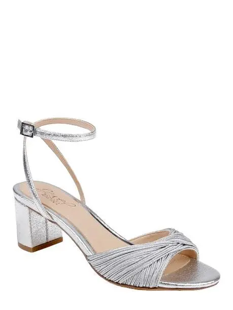 Badgley Mischka Ankle Strap Sandal - Silver Textile