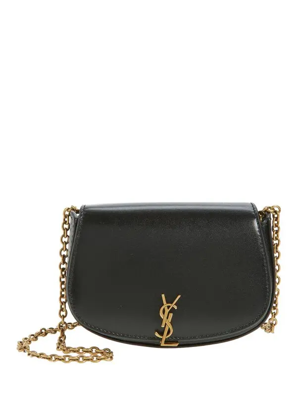 Saint Laurent Mini Cassandre Chain Crossbody Bag - Noir