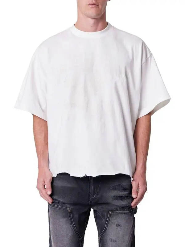 Mnml Moth Eaten Crop T-shirt - White