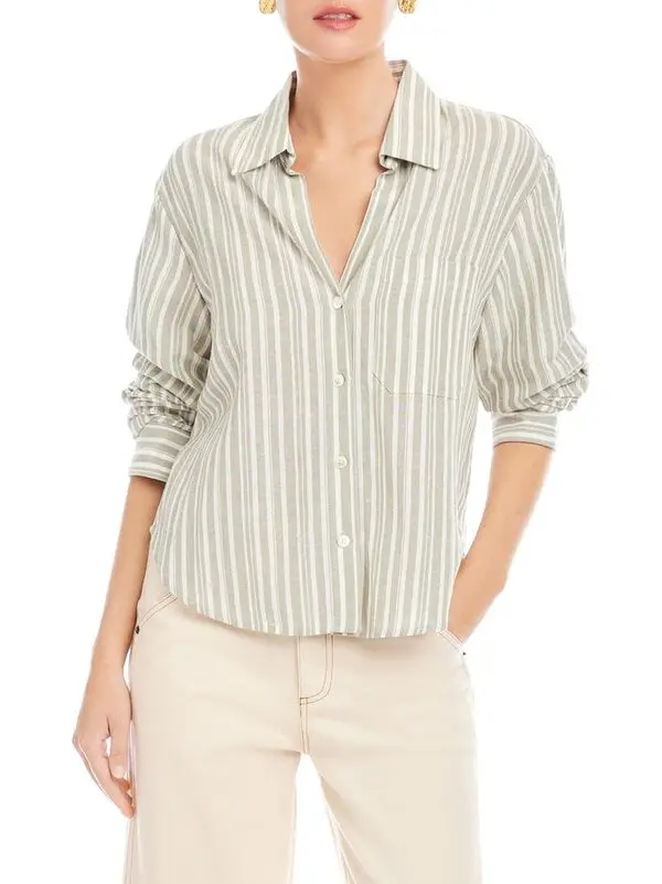 Fifteen Twenty Leighton Ruched Sleeve Shirt - Sage