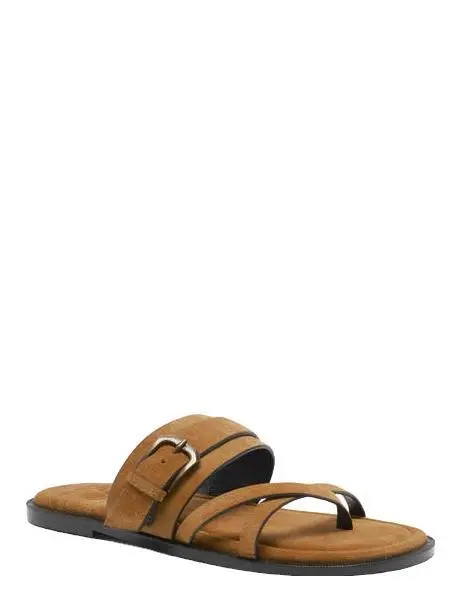 Free People Belted Cross Strap Slide Sandal - Driftwood Tan Suede