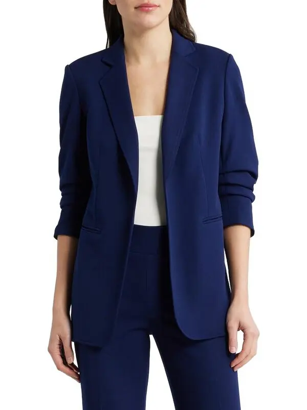 Anne Klein Scrunch Sleeve Open Front Jacket - Distant Mountain