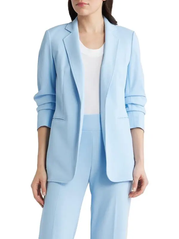 Anne Klein Scrunch Sleeve Open Front Jacket - Lakeshore