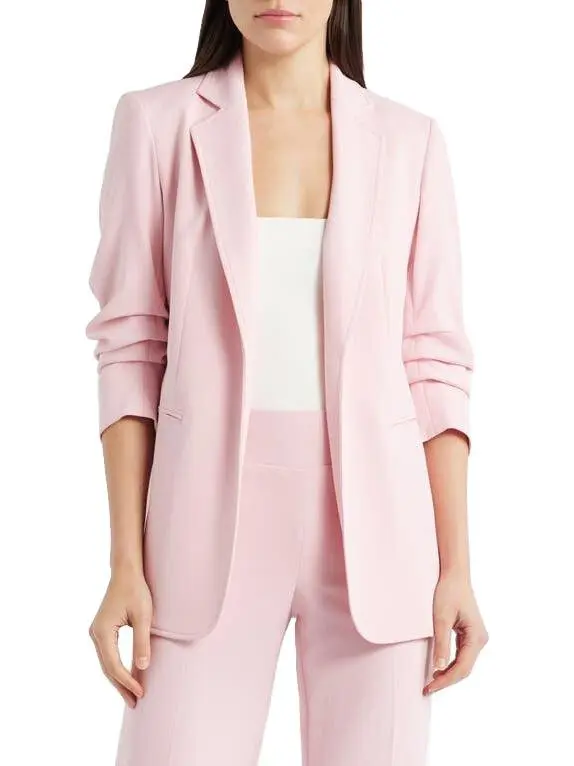 Anne Klein Open Front Scrunch Sleeve Blazer - Rose Water