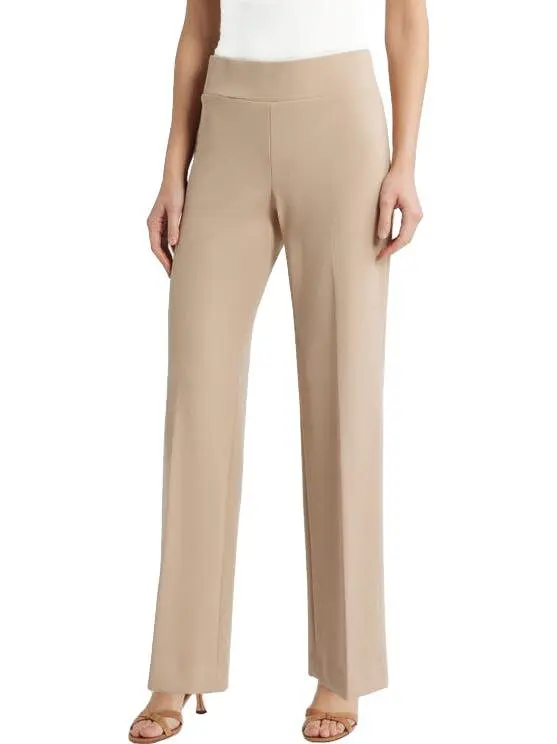 Anne Klein High Waist Wide Leg Trousers - Latte