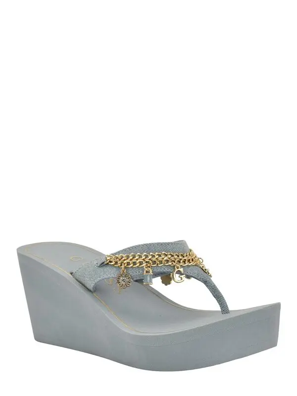 Guess Sutton Platform Wedge Sandal - Light Blue