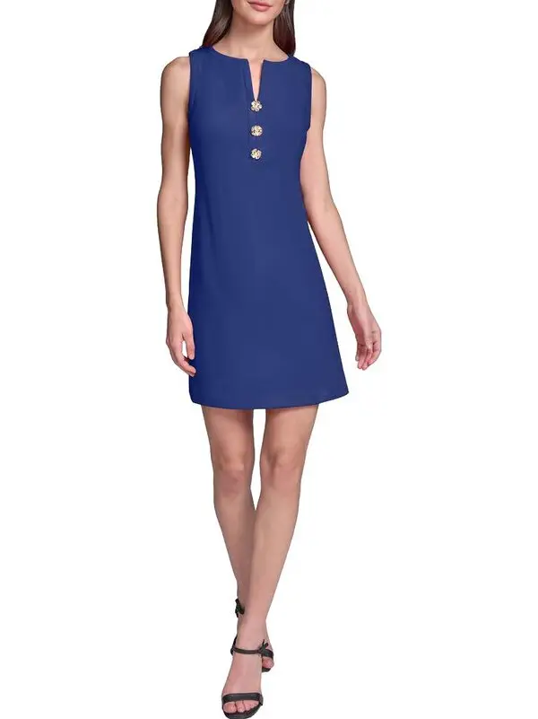 Karl Lagerfeld Flower Button Scuba Crepe Sheath Dress - Maritime