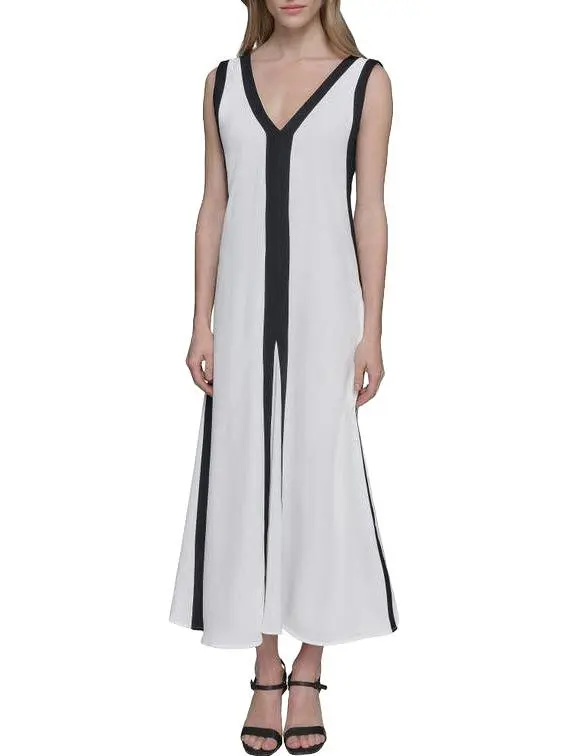 Karl Lagerfeld Aero Wash Colorblock A-line Dress - Soft White Black
