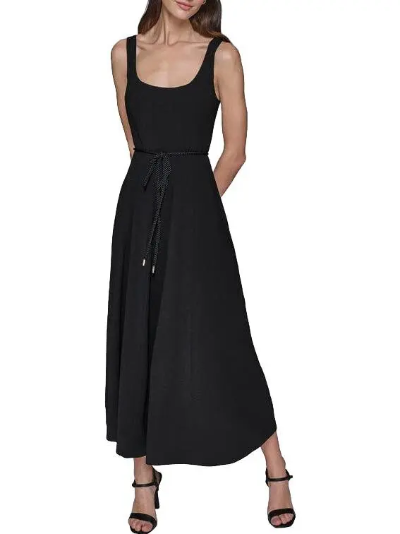 Karl Lagerfeld Aero Wash Square Neck Dress - Black