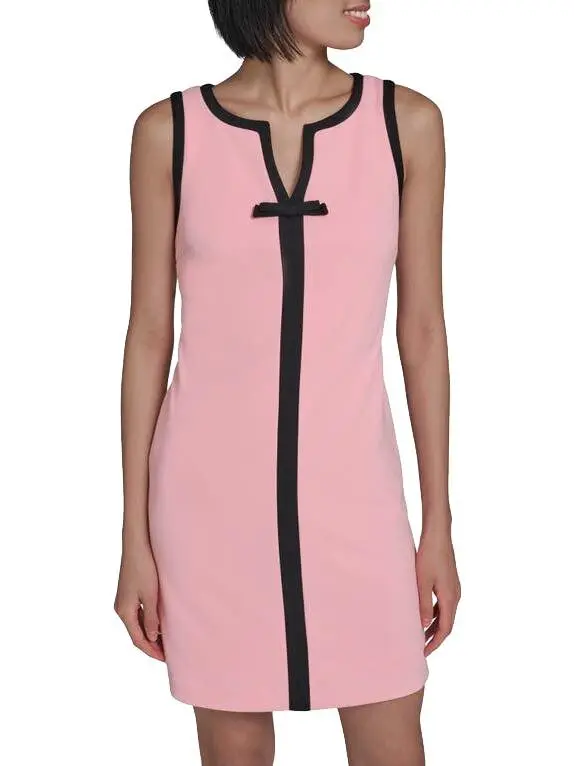 Karl Lagerfeld Sleeveless Scuba Crepe Sheath Dress - Almond Blossom Black