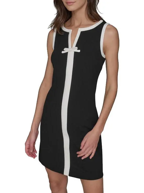 Karl Lagerfeld Sleeveless Scuba Crepe Sheath Dress - Black Soft White