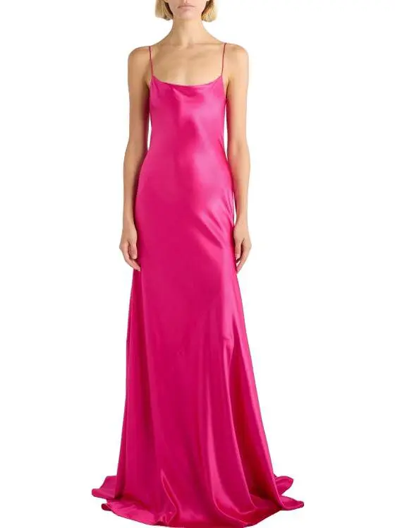 Alaïa Silk Maxi Slipdress - Rose Vif