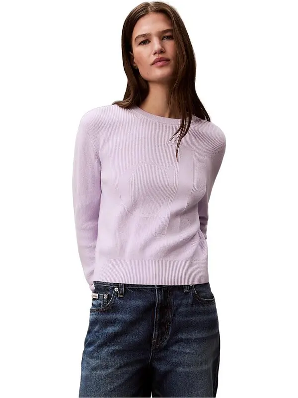 Calvin Klein Smooth Cotton Monogram Sweater - Island Lilac