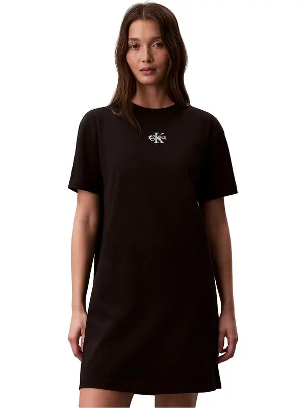 Calvin Klein Monologo Mini T-shirt Dress - Black