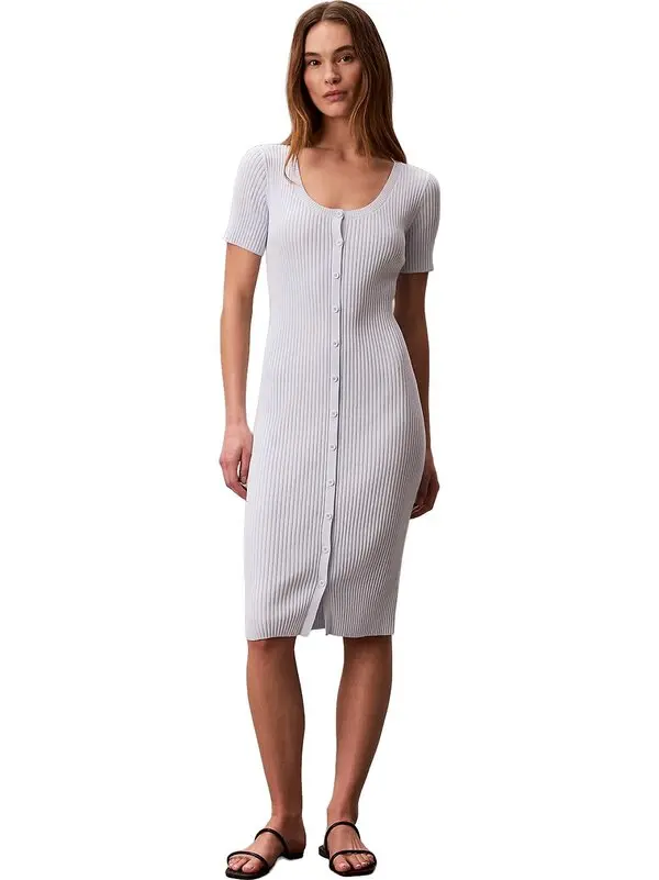 Calvin Klein Cotton Rib Button-down Dress - Ancient Water
