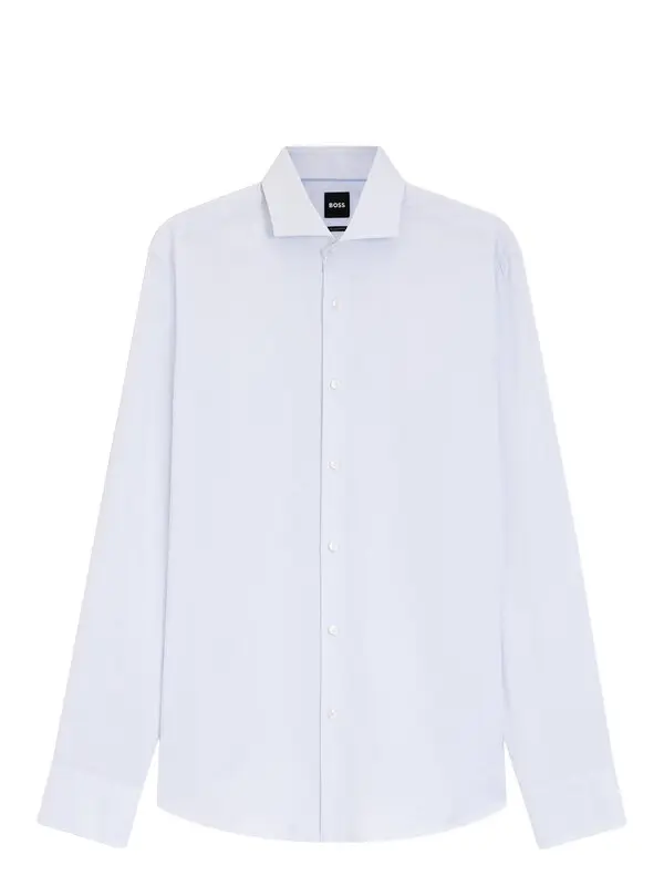 BOSS Regular-fit Shirt In Structured Italian-made Cotton - Blue