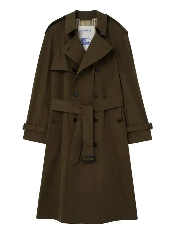 Burberry Long Lightweight Cotton Trench Coat - Marsh Green