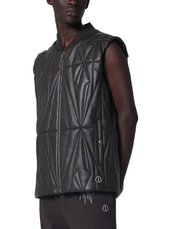MONCLER + RICK OWENS Faux Leather Gilet - Brown