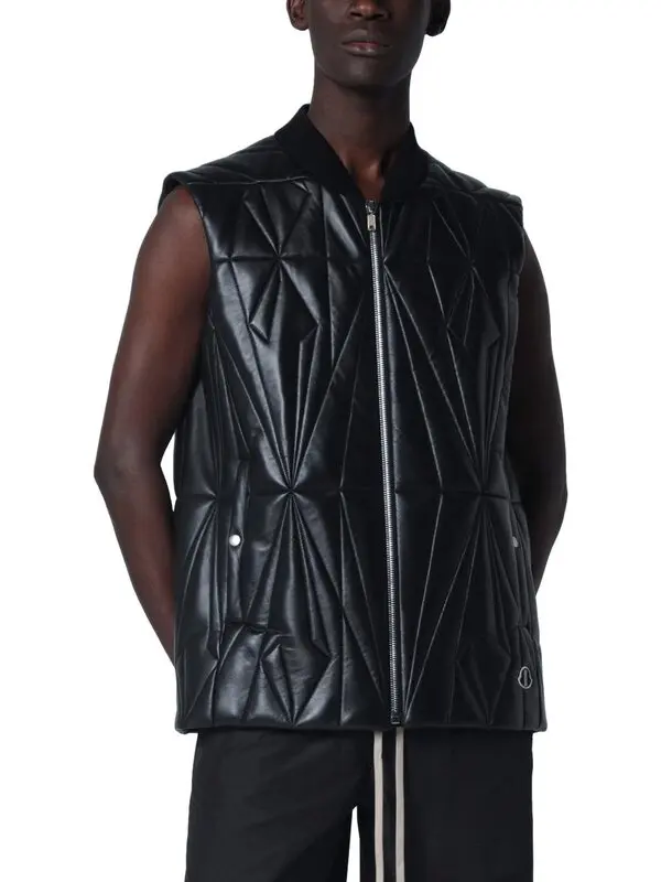 MONCLER + RICK OWENS Faux Leather Gilet - Black